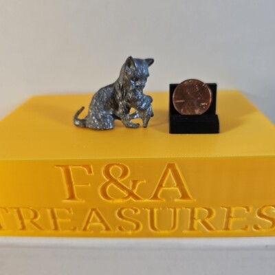 Small Pewter Cat & Kitten Figurine | eBay