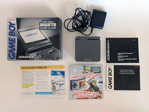 Nintendo Game Boy Advance SP Graphite AGS-101 (left hinge broken ...