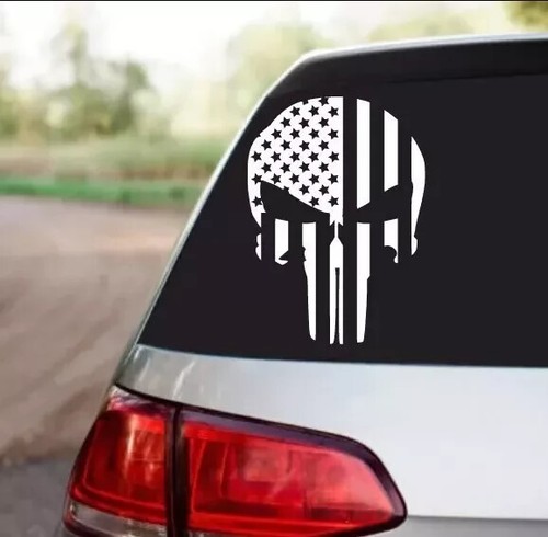 Punisher Skull With US Flag Vertical Car or Truck Window Laptop Decal ...