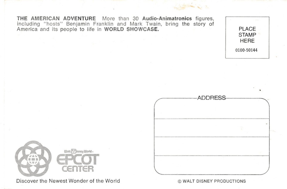 1982 Walt Disney World EPCOT Postcard - "The American Adventure" | eBay