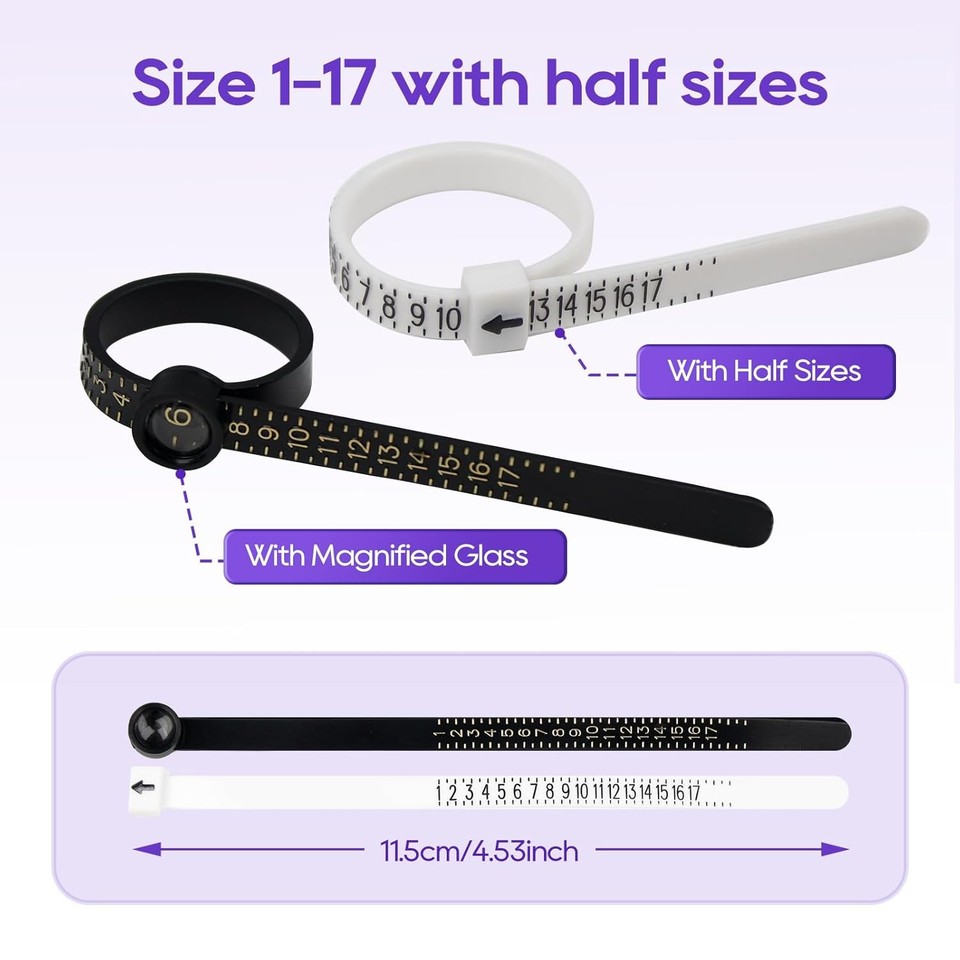 Ring Sizer Measuring Tool, 27pcs Stainless Steel Rings Sizing Kit, US ...