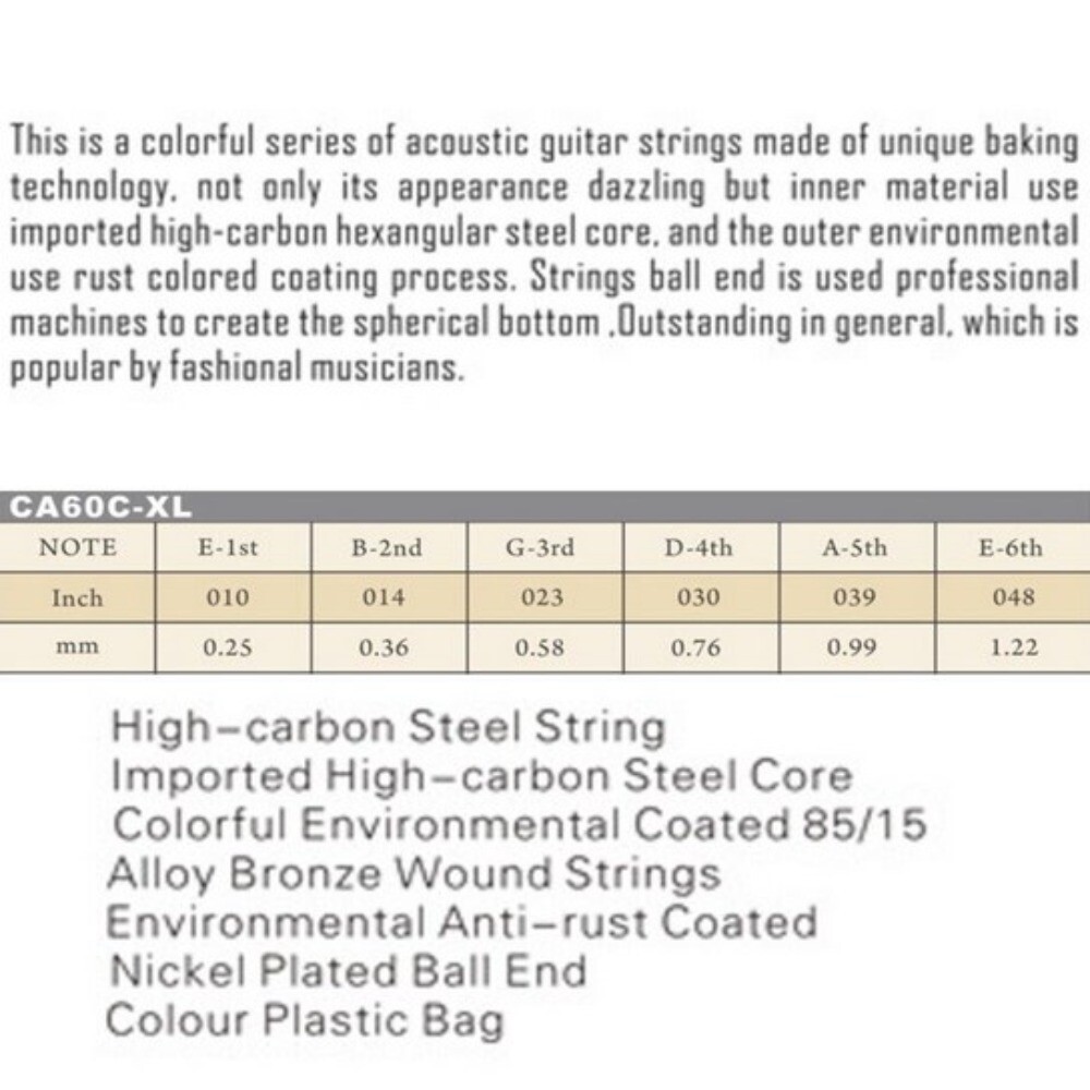 Steel, Copper Alloy Folk Colored Strings Sturdy Guitar String | eBay