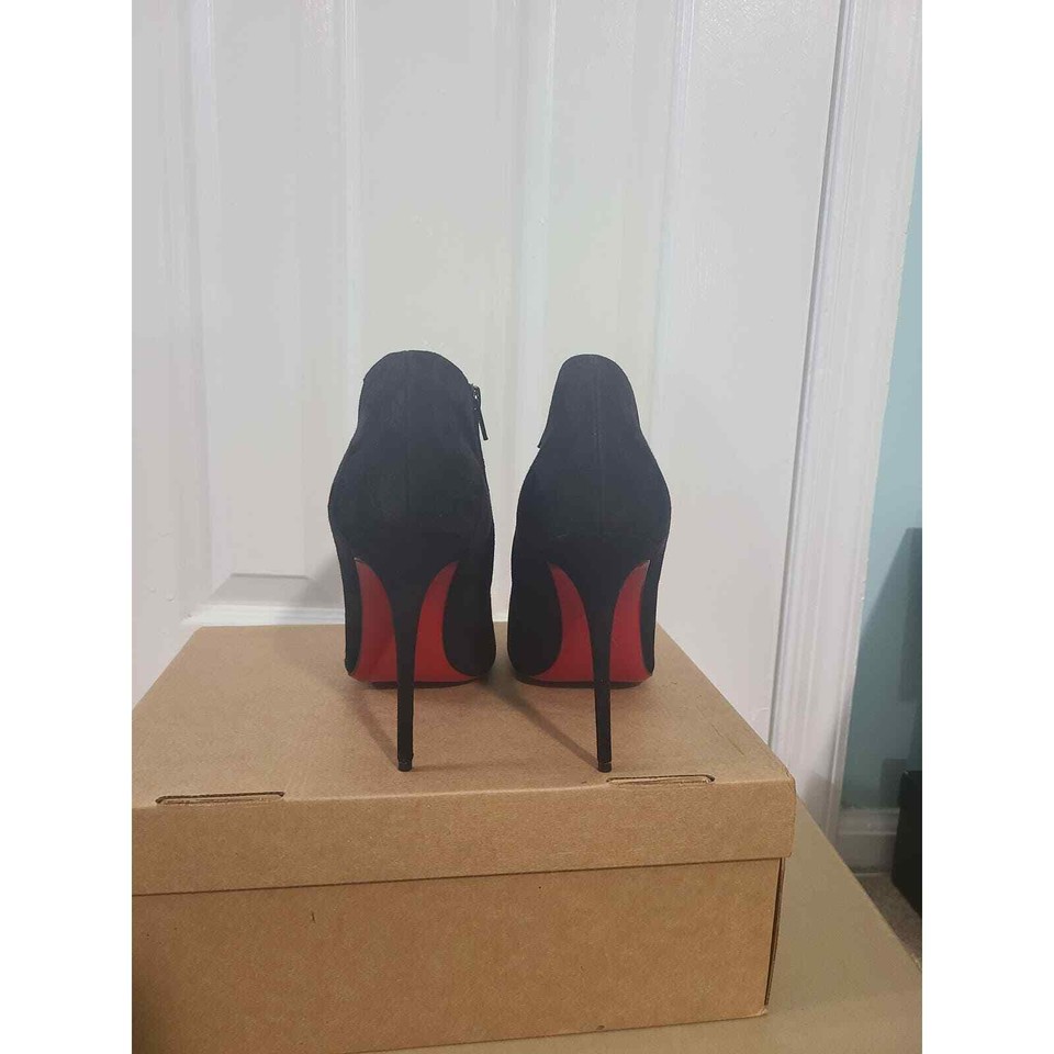 Christian Louboutin Belle Heeled Boots Booties Suede Black Red Bottom ...