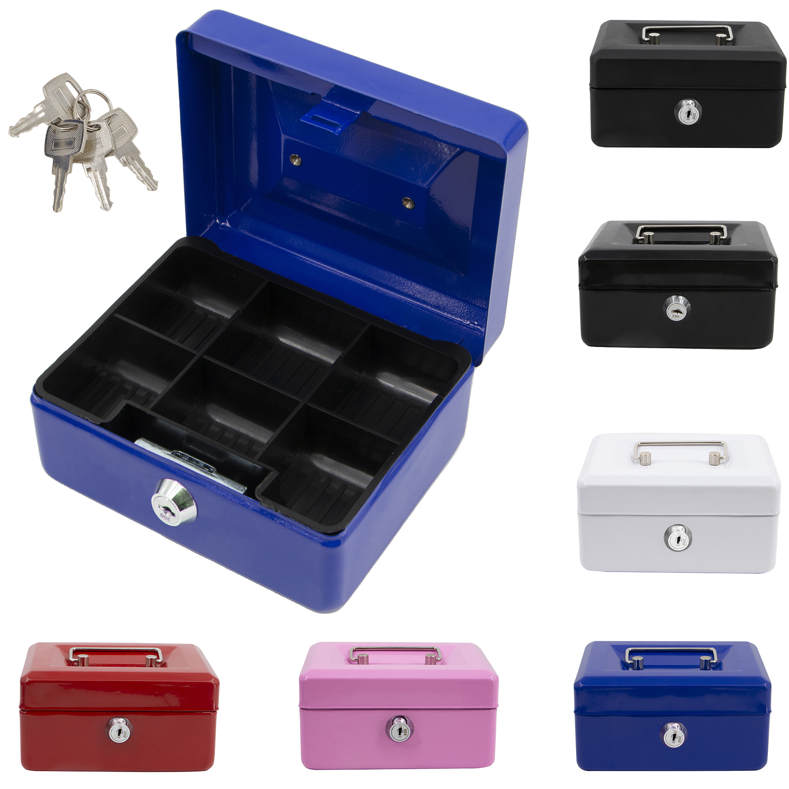 Metal Cash Box Key Safe Securuty Money Bank Deposit Steel Homesafe ...