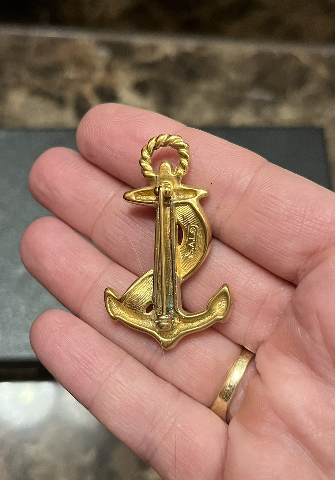 Swarovski Nautical Ship Anchor Brooch Red Ruby Baguet… - Gem