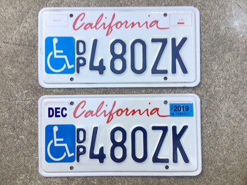 (2) - MATCHING PAIR - CALIFORNIA - HANDICAPPED / DISABLED - LICENSE ...