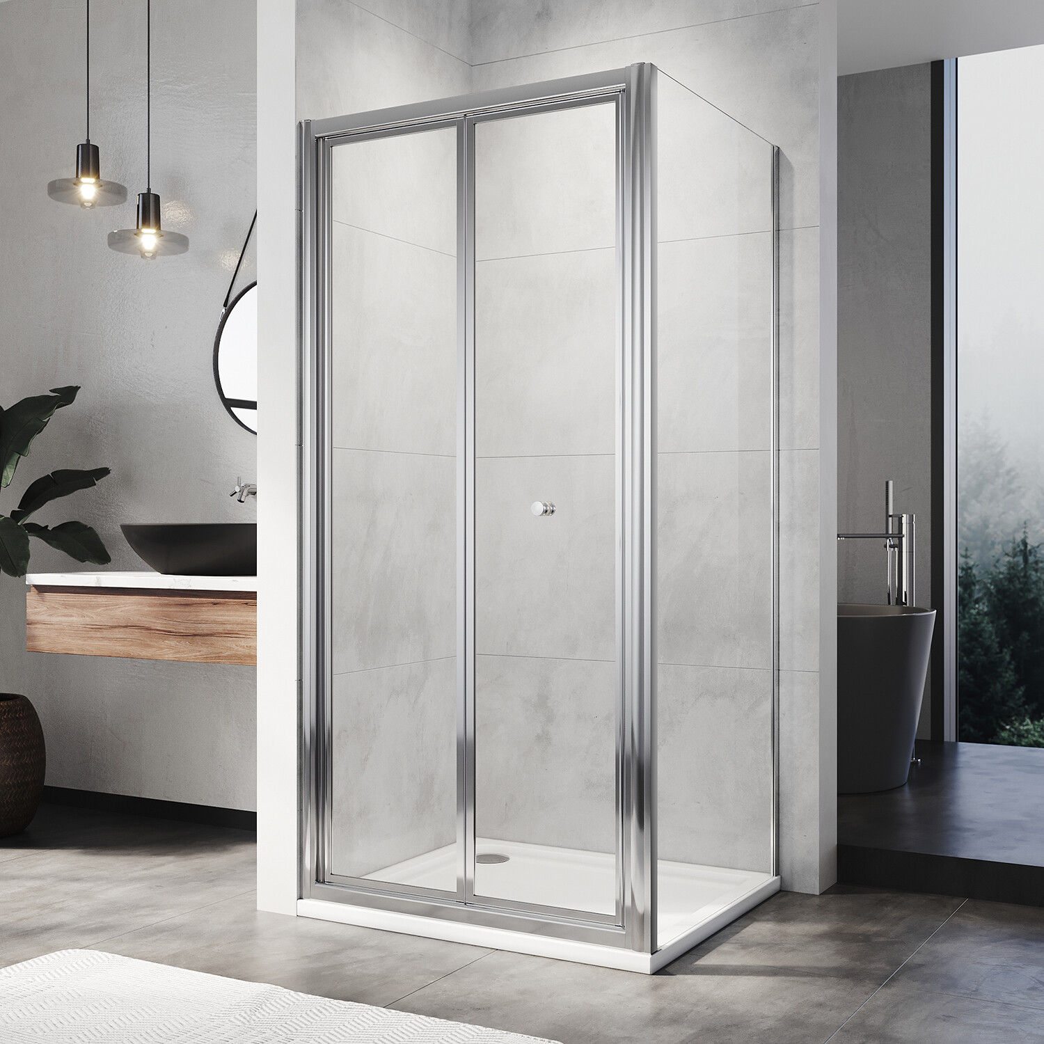 Bi Fold Shower Enclosure Door With Magnetic | Grelly UK