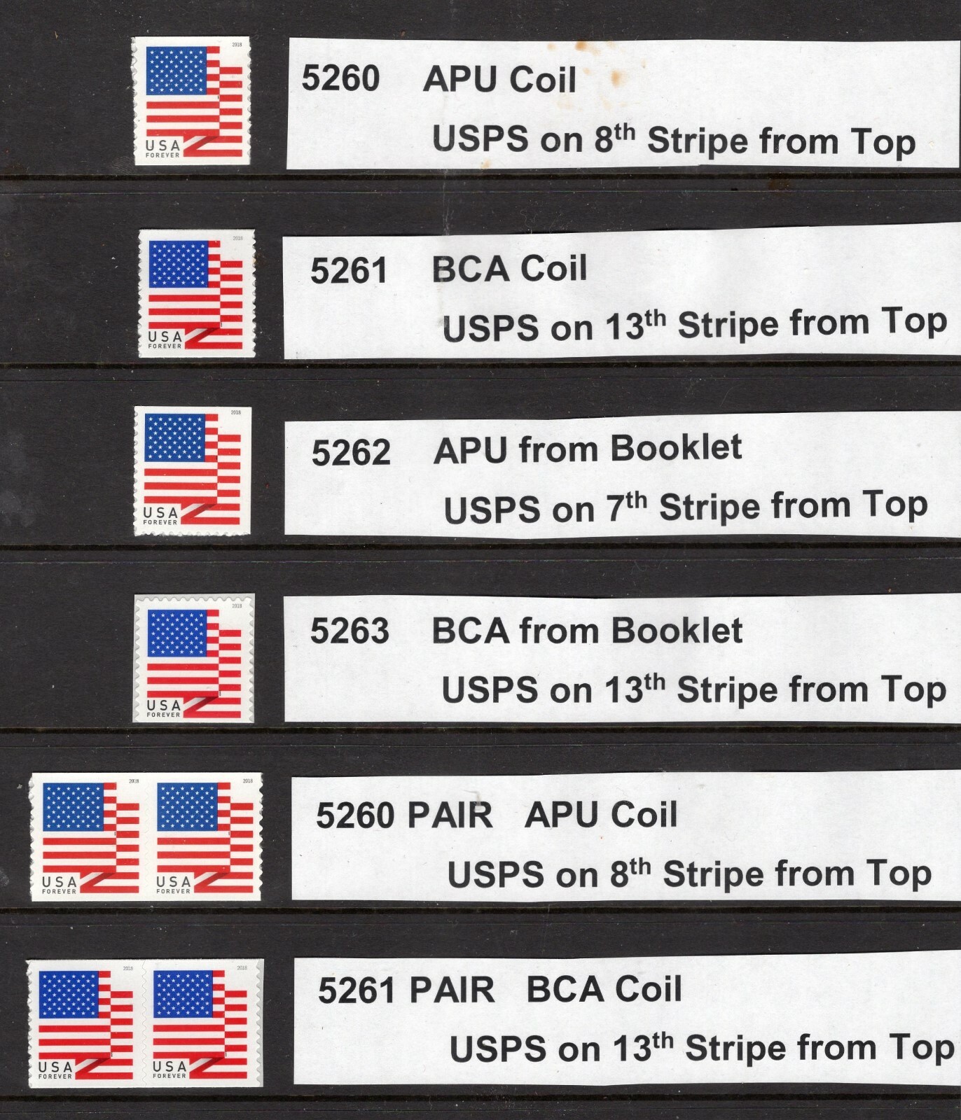 US 2018 5260-63 Flags+Coil Pairs - USPS Microprint locations shown-Free ...