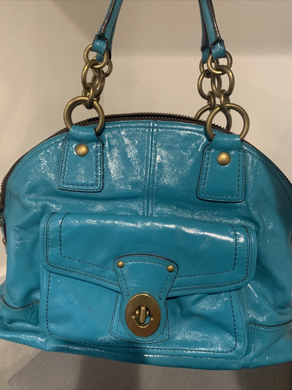Coach Legacy Francine Convertible Purse Turquoise Pat… - Gem
