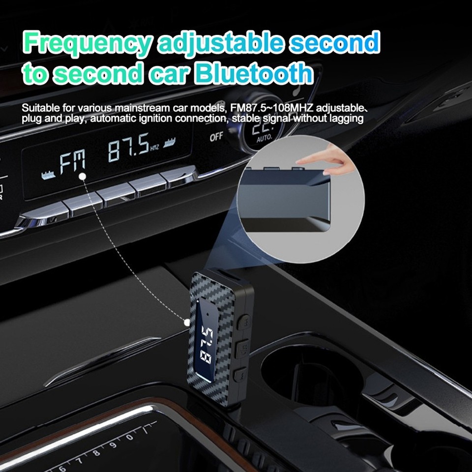 3X(Car Bluetooth 5.3 Transmitter Receiver with LED Display Handsfree ...