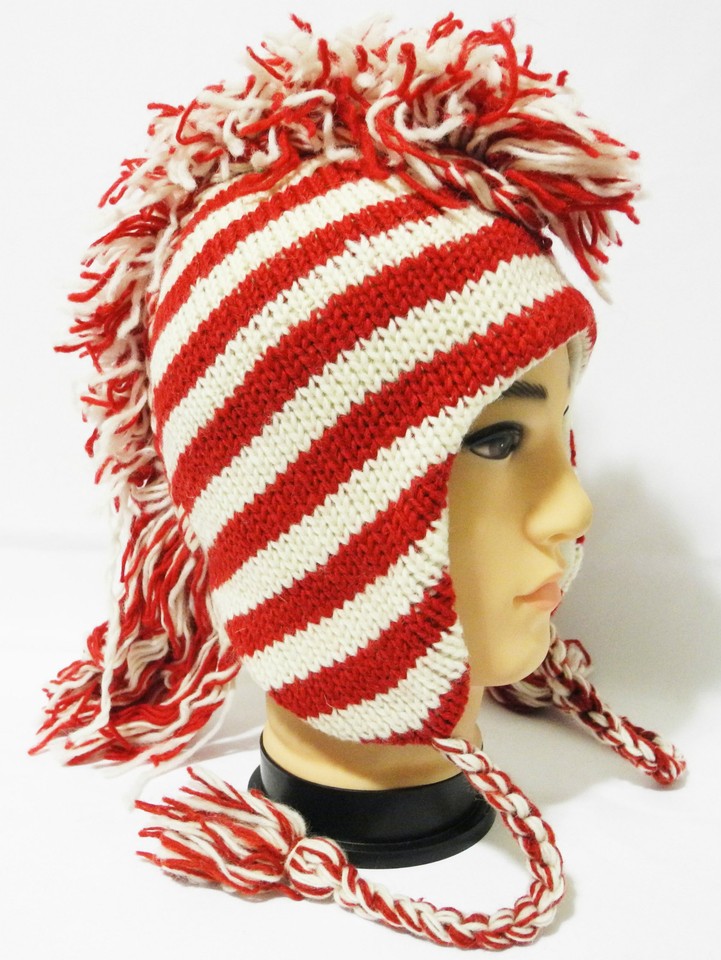 Mohawk american flag handmade Hat cap Wool W Fleece lining MultiColor ...