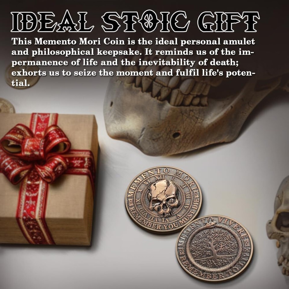 2pcs Memento Mori Coin Set Real 3D Skull Inspiring Daily Stoicism ...