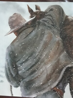 William Matthews "COWBOY in SNOW" Cowboy,Horse,.Western Art Print-10 ...