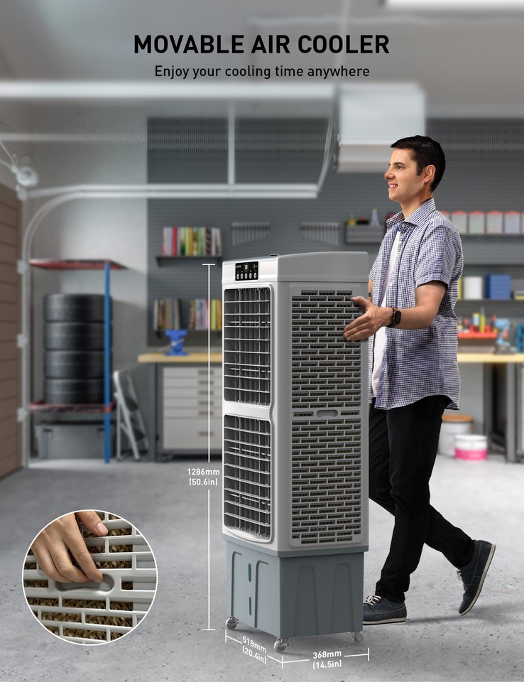 Zelngo 5000 CFM Evaporative Cooler Portable Air Fan 3 Speed 3-in-1 Fan ...