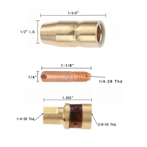 12pcs125+135+140+175+180+187+770404 Mig Gun Parts 0.8mm fit Hobart H10 ...