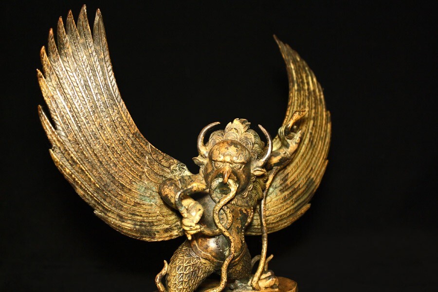 S7052 Winged Garuda Winged Bird Bronze Buddhism Anthropomorphic Statue ...