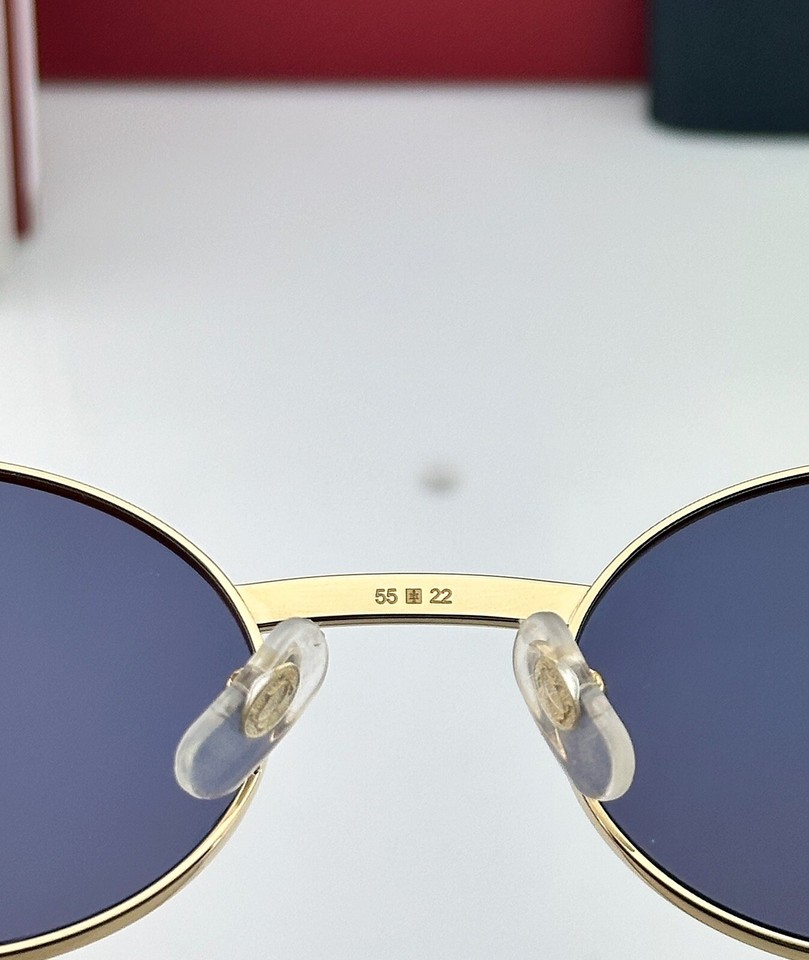 Cartier Oval Sunglasses Yellow Gold Frame Blue Wood Blue Lens CT0464S ...