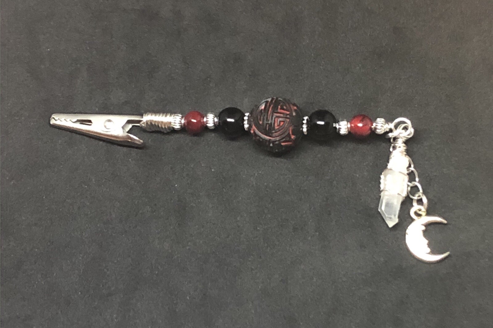 Cinnabar, Onyx & Coral Roach Clip, Crystal Roach Wand w/ Moon | eBay
