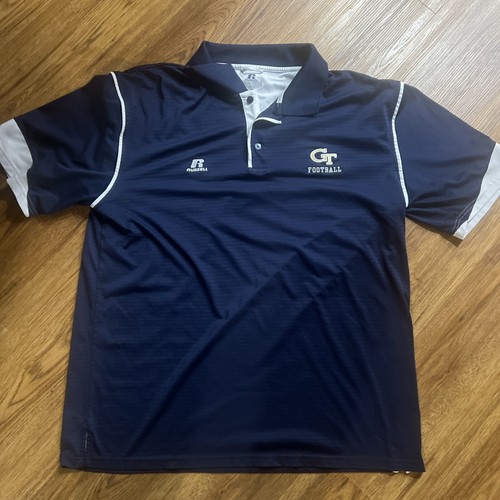 Georgia Tech Polo Shirt Mens Navy Size XL New Russell Team Issue Short ...