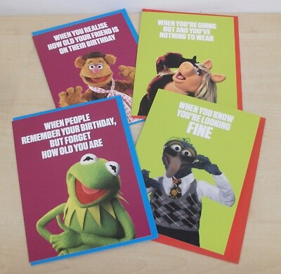 Set of 4 Muppets Greetings/Birthday Cards feat. Kermit, Gonzo, Fozzie ...