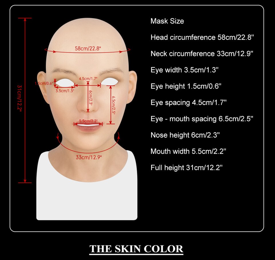 Realistic Silicone Female Face Mask Crossdresser Head Mask For women ...