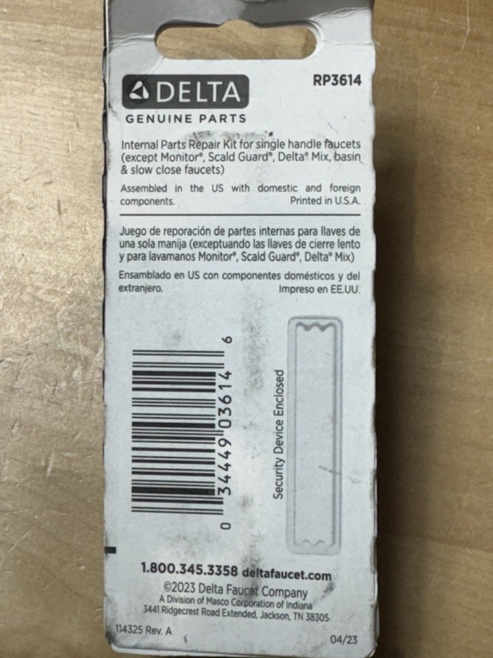 DELTA Genuine Internal Parts Repair Kit For Single Handle Faucets ...