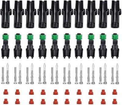 MUYI 10 Kit 1 Pin Way Waterproof Electrical 1 pin way, Black, Green ...