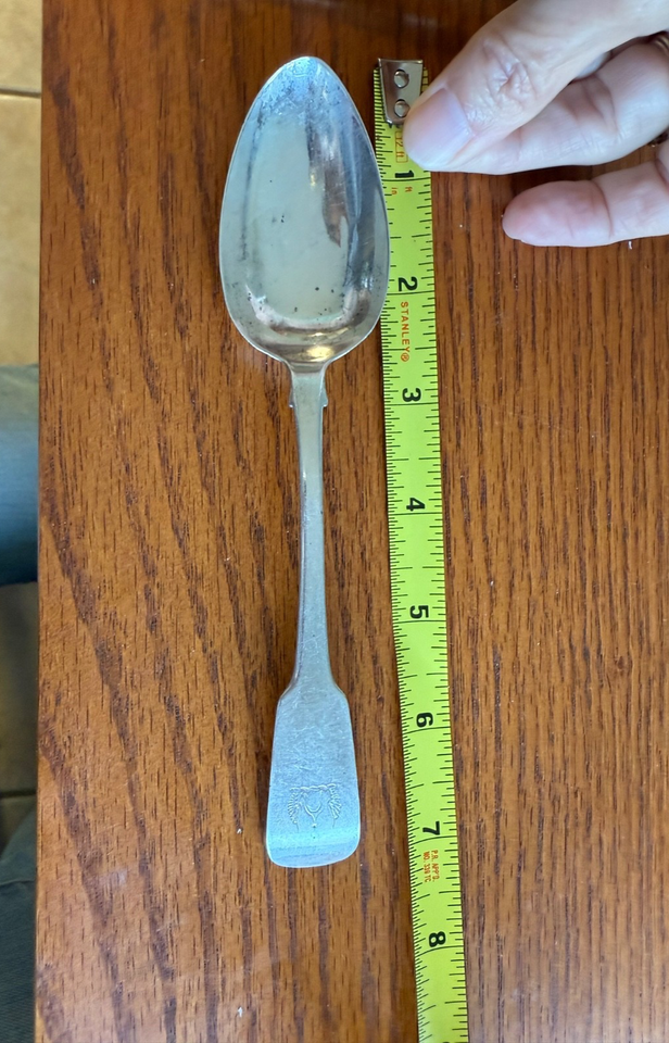 Irish Antique Silver fiddle back tipped Spoon w/Bright-cut Spur & wings ...