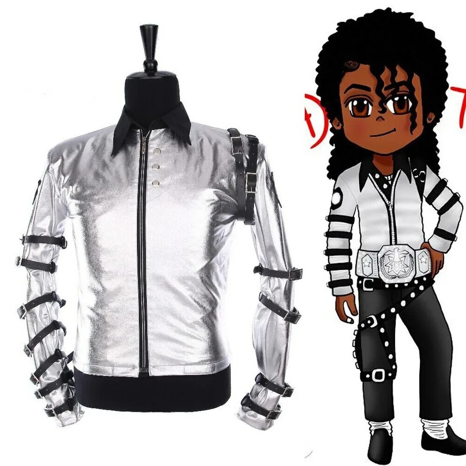 Punk MJ Michael Jackson Classic BAD tour Silver Shine Bodysuit Jacket ...