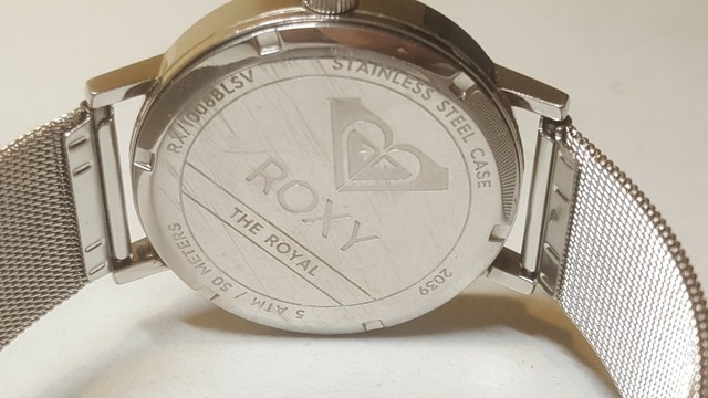 ROXY Womens RX1008BLSV The Royal Silver-tone and White Silicone Strap ...