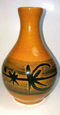 Vintage Branham Pottery Vase in Rusty Gold and Black ~ Mid Century ...