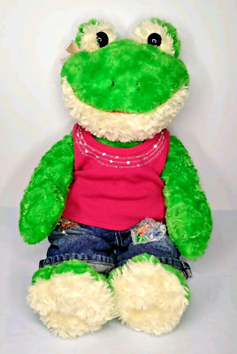 Build A Bear Workshop BAB Green Smiling Frog Plush Stuffed Animal Happy ...