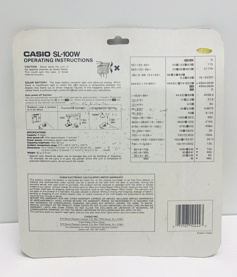 Vintage Casio SL-100W Calculator Folding Wallet *Brand New* Works! | eBay