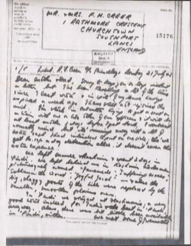 WW2 AIRGRAPH India -Southport Lieutenant 10th Lancs Fusiliers July 21st ...
