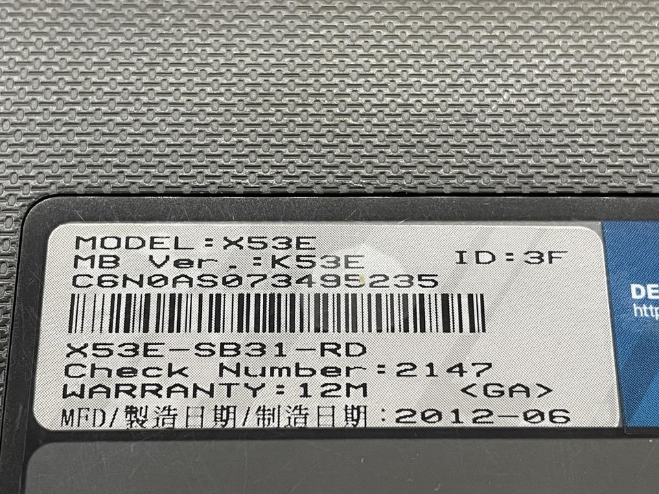 ASUS X53E-SB31-RD Laptop w/ INTEL CORE i3-2310M 2.10 GHZ + 8 GB | No HD ...