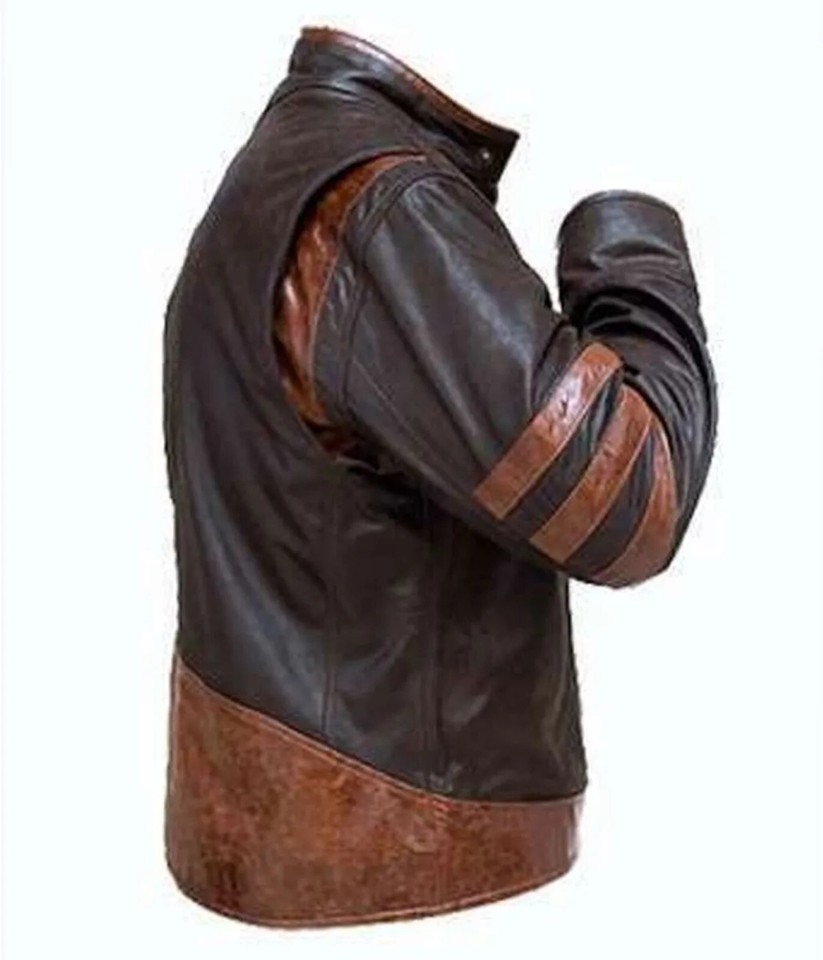 Men's Wolverine Jacket X-Men Origins Brown Bomber Biker Real Leather ...