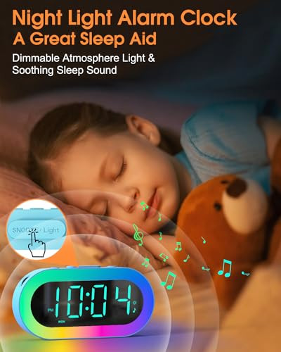 Alarm Clock with Night Light, Small Alarm Clock for Bedside, Alarm ...