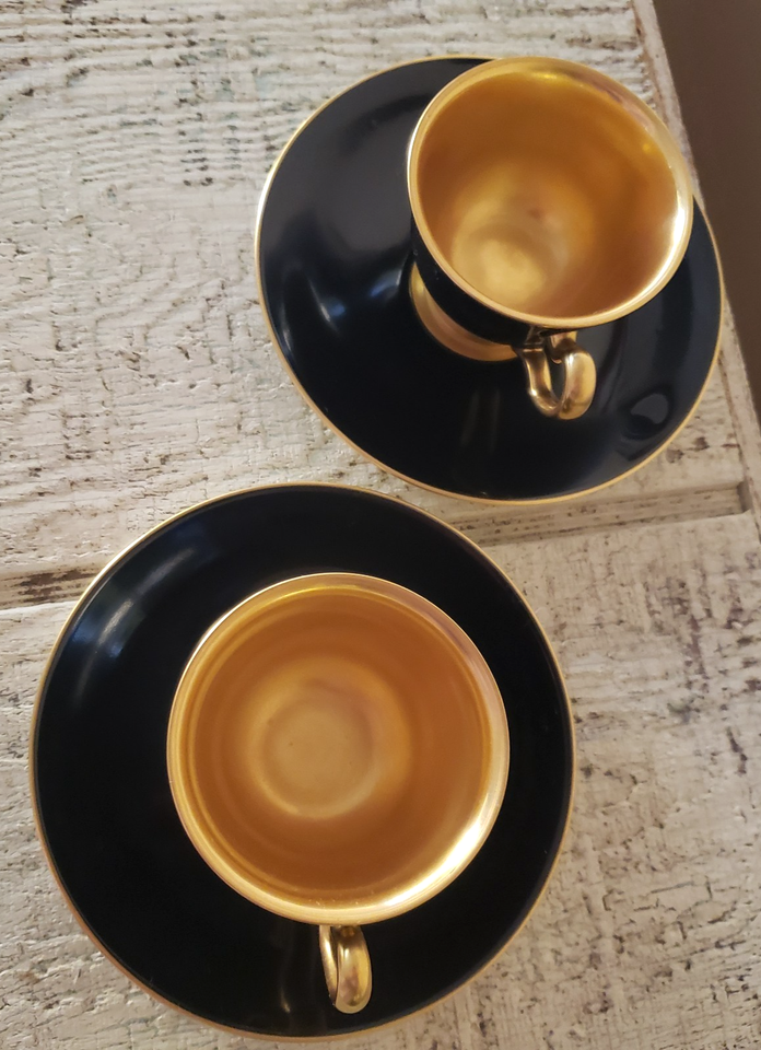 Okura OAC Japan Josephine Sake Demitasse 2 Cups & Saucers sets Footed ...