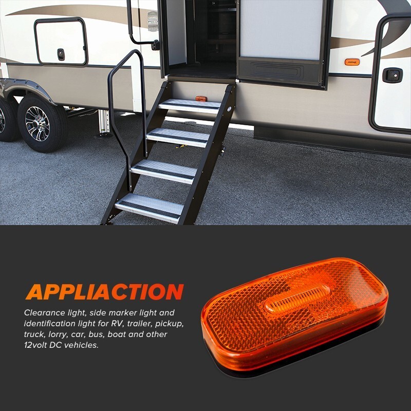 2 PCS 12V 3.9" Amber Light LED Side Marker Light RV Trailer LED ...