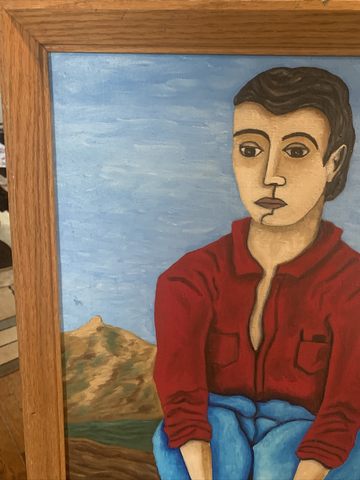 John Coble Oil On Canvas Folk Art Crafts 26x20 Farming Woman Potato | eBay