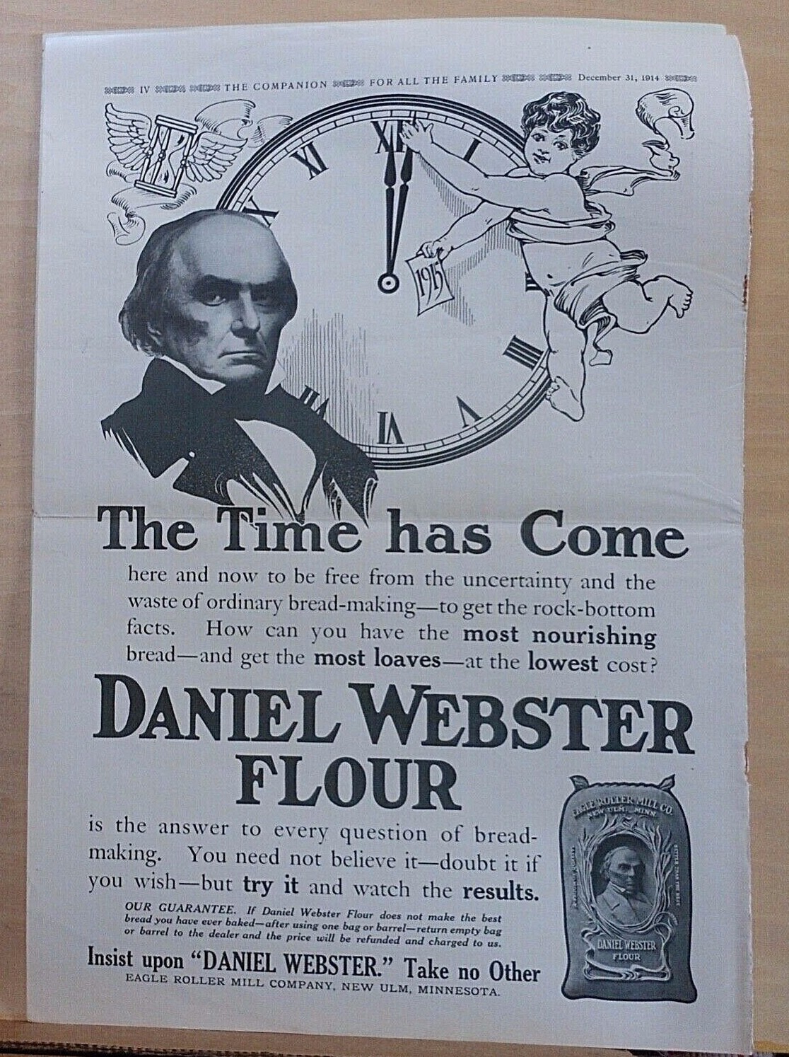 1914 magazine ad for Daniel Webster Flour - Time Has Come, New Year's ...