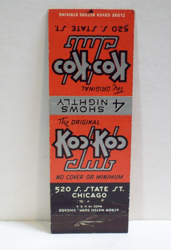 Chicago IL Koo-Koo Club Girlie Matchbook Cover Burlesque Show Girl ...