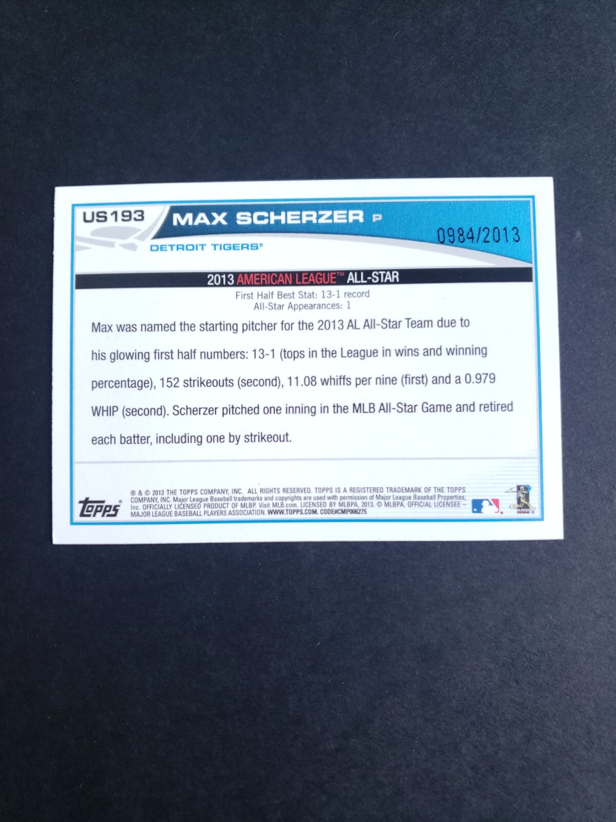 2013 Topps Update All-Star Gold /2013 Max Scherzer #US193 | eBay