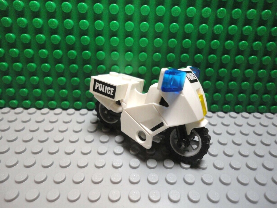 Lego 1 White Police motorcycle with Black Police sticker with Black ...