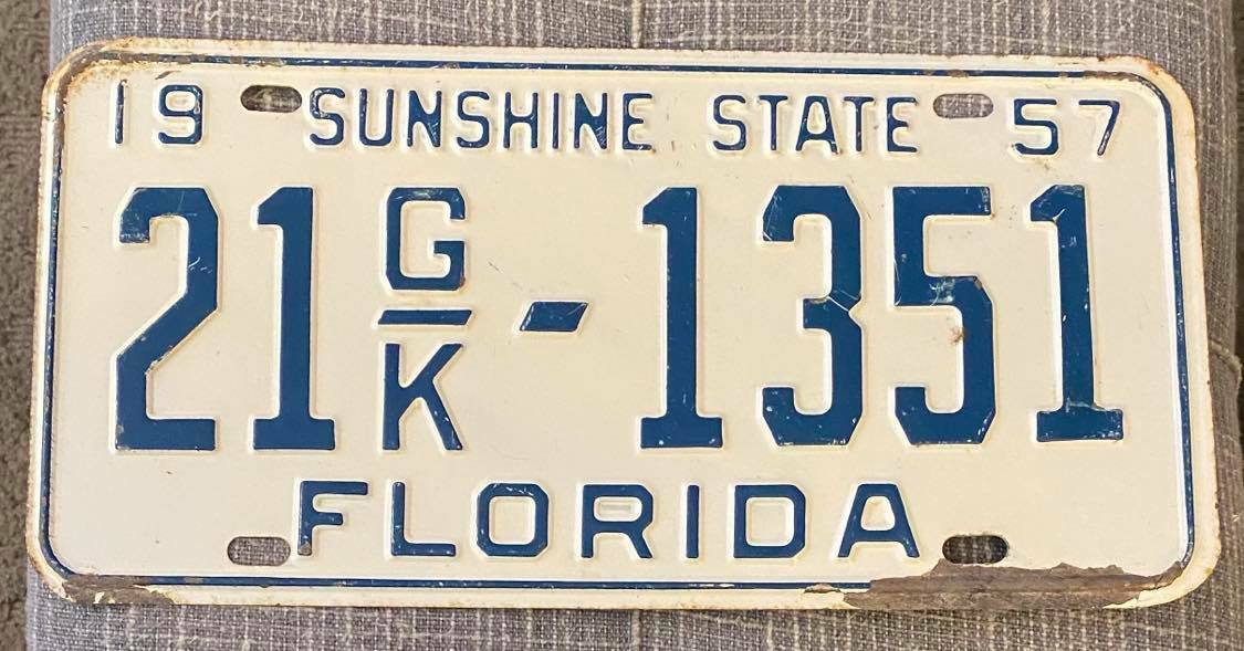 Florida 1957 GADSDEN COUNTY TRUCK License Plate 21G/K-1351 | eBay