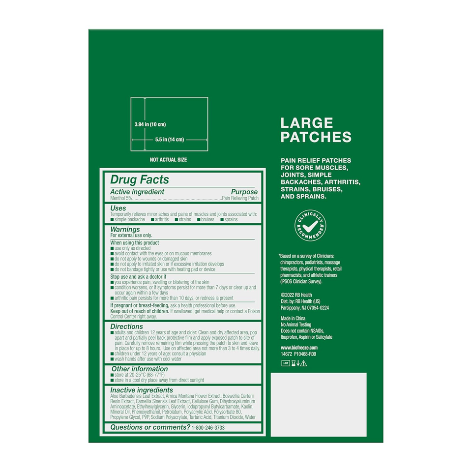 Large Pain Relief Patches, Menthol Pain Patches for Lower Back, Neck ...