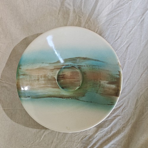 Signed Judith Stiles Handmade Ceramic Art Pottery Bowl Blue Brown White ...