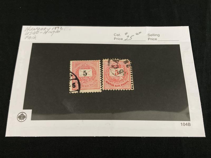 1892 Hungary Red Postage Stamps Lot of 2 Magyar Kir Posta Fair ...