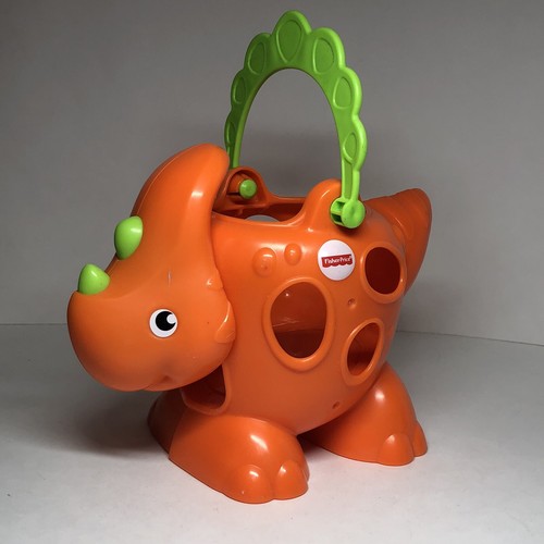 Fisher Price Spill A Saurus Orange Dinosaur Toy Bucket with Handle ...