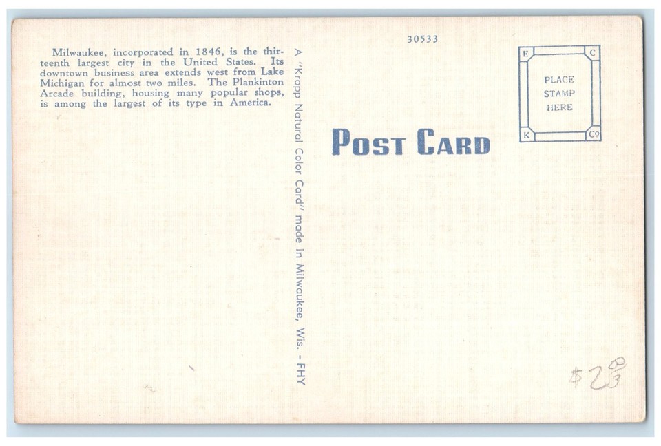 c1940's Plankinton Arcade Building Classic Cars Milwaukee Wisconsin WI ...